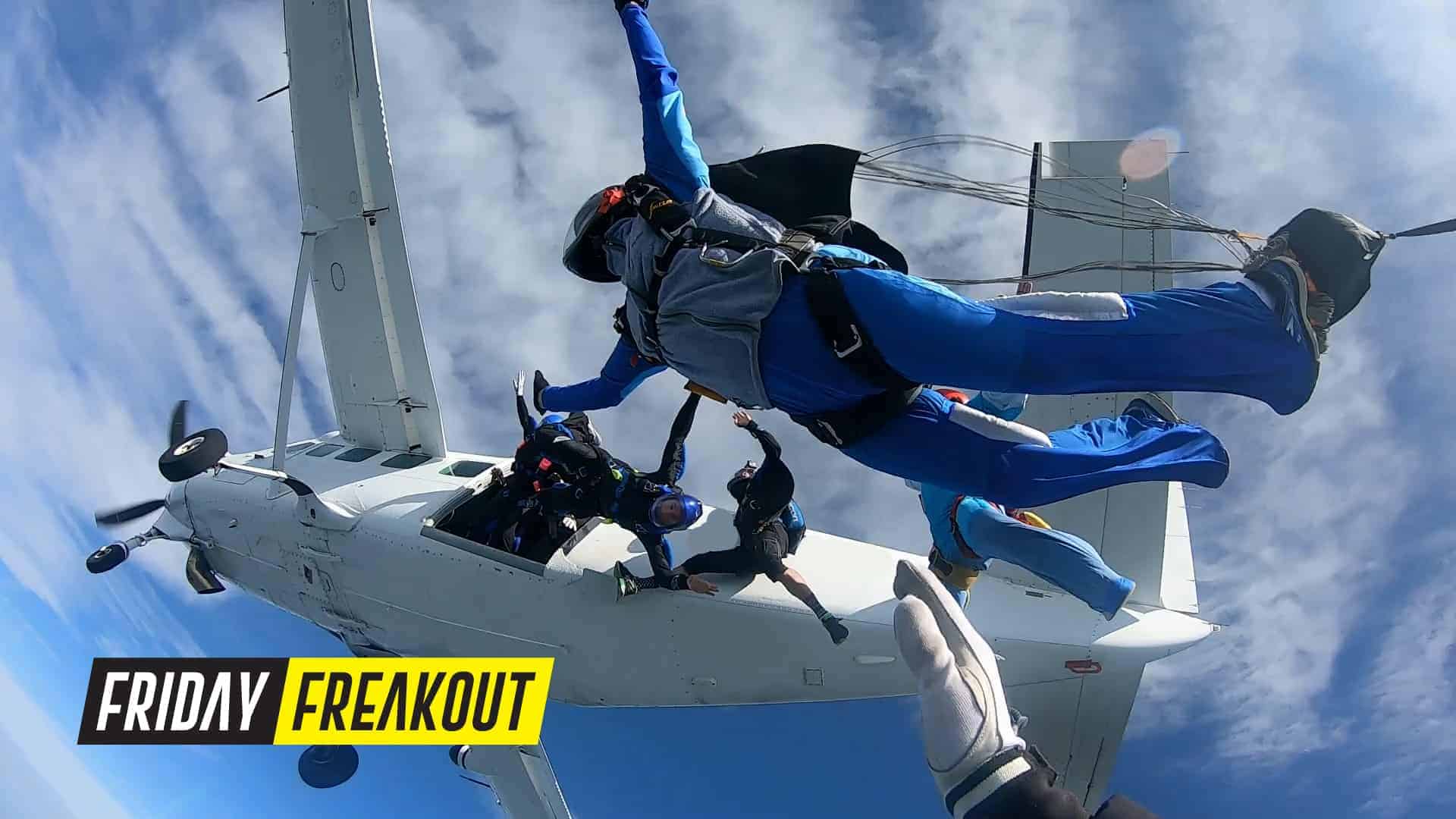 Friday Freakout: Skydiver Has Premature Parachute Opening While Exiting ...