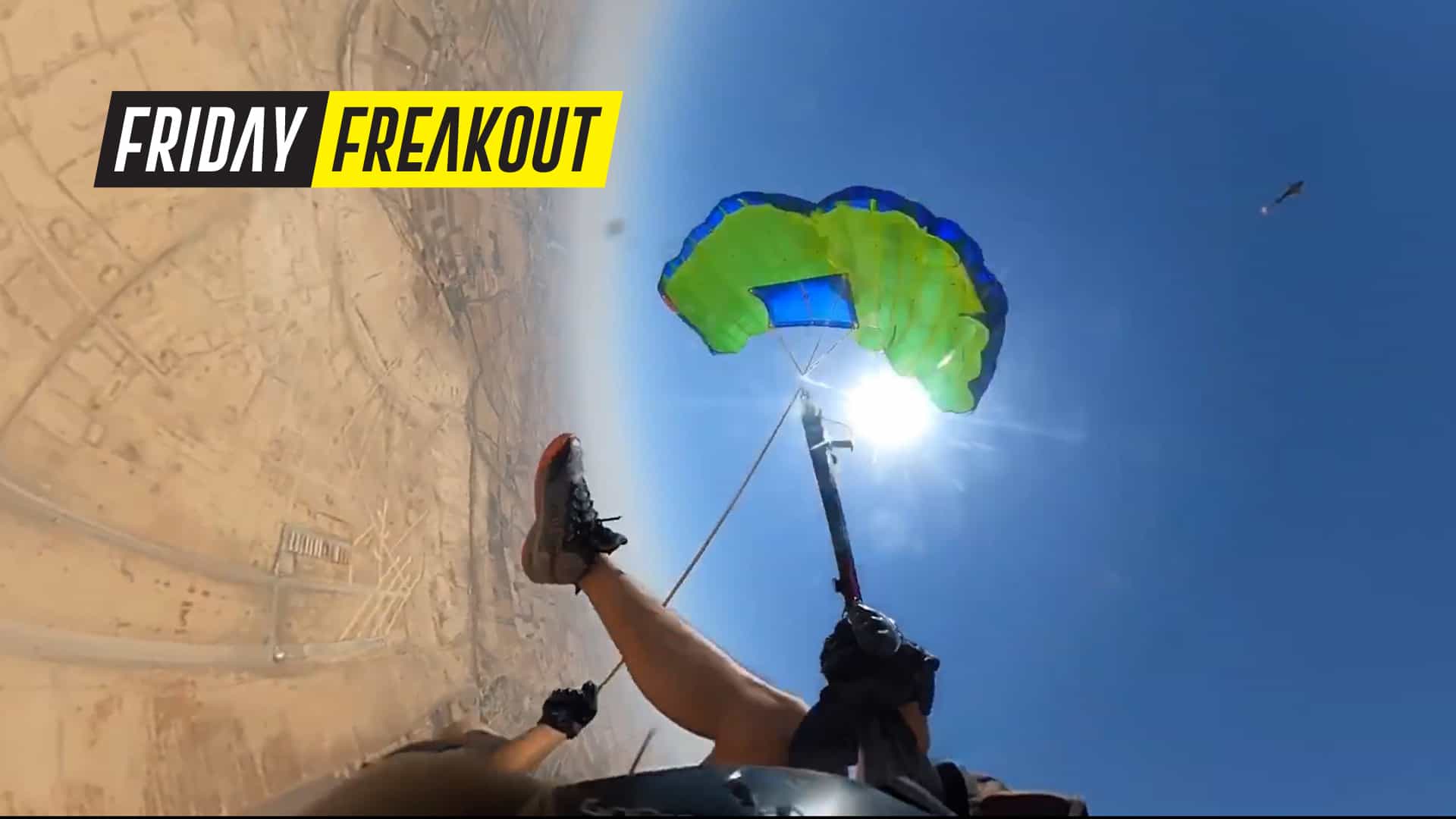 Friday Freakout: Skydiver's Legs Get Caught Around Parachute Lines | TEEM